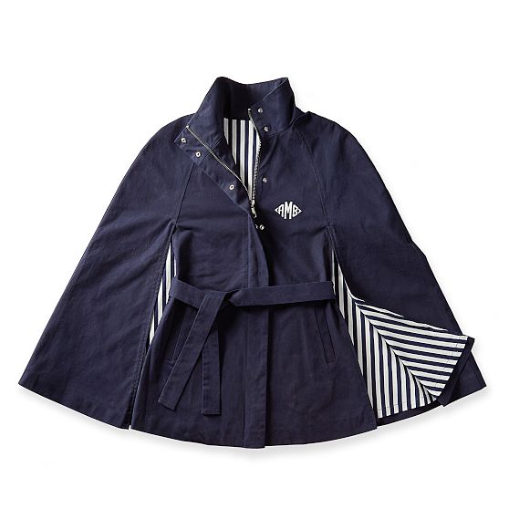 Belted Water Resistant Monogrammed Cape | Mark and Graham