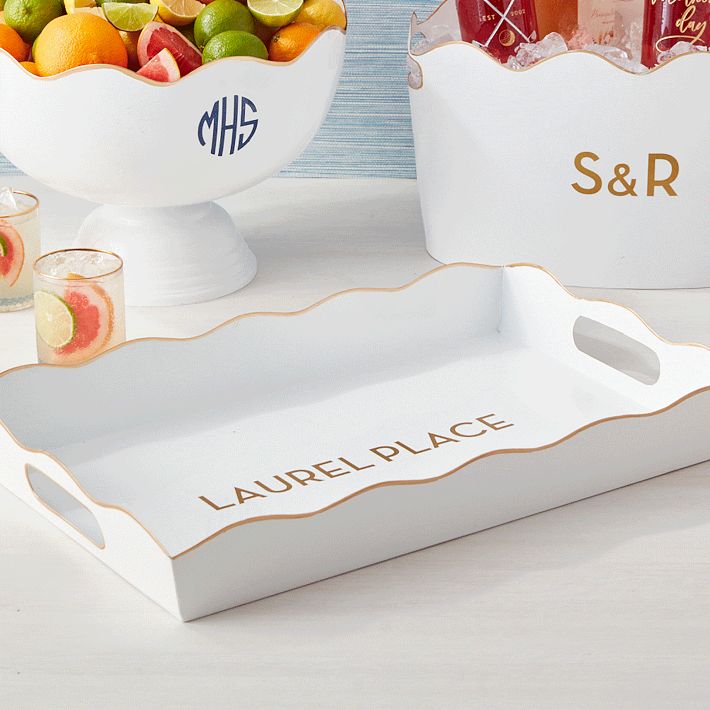 Scalloped Gold Rim Serving Tray | Mark and Graham