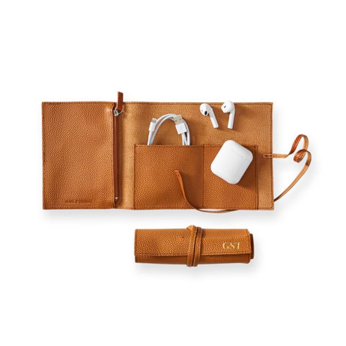 Monogrammed Basketball Leather Charger Roll Up | Mark and Graham