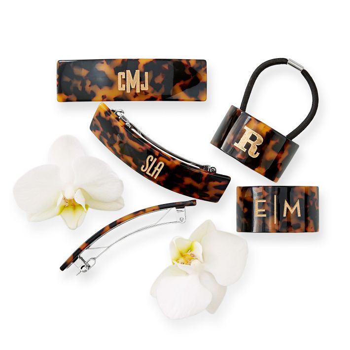 Monogrammed Tortoise Shell Hair Clip | Mark and Graham