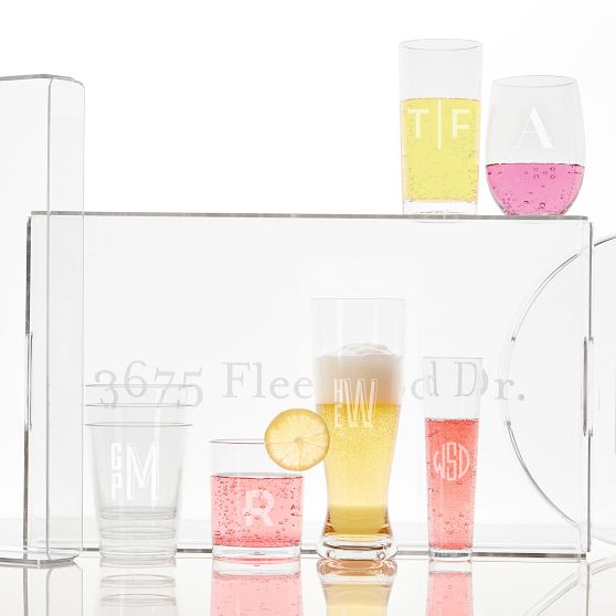Monogrammed Acrylic Drinking Glasses - Set of 5 | Mark and Graham