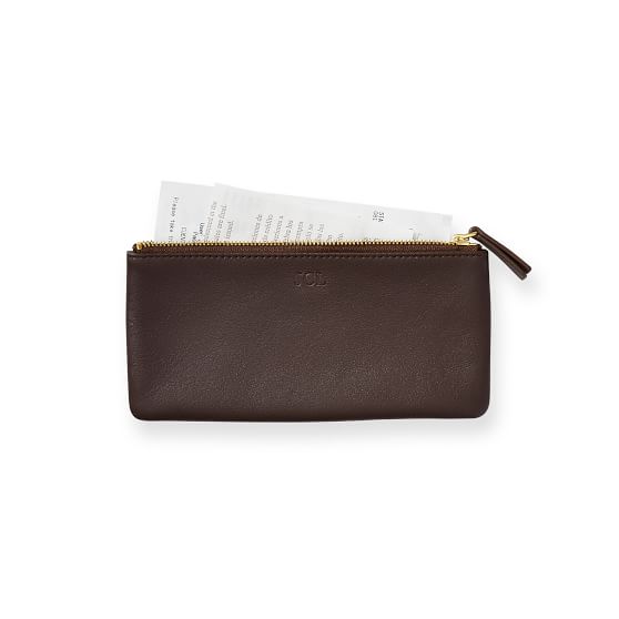 Monogrammed Leather Receipt Zipper Pouch | Mark and Graham