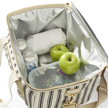 Striped Zip Top Cooler Box Tote | Mark and Graham
