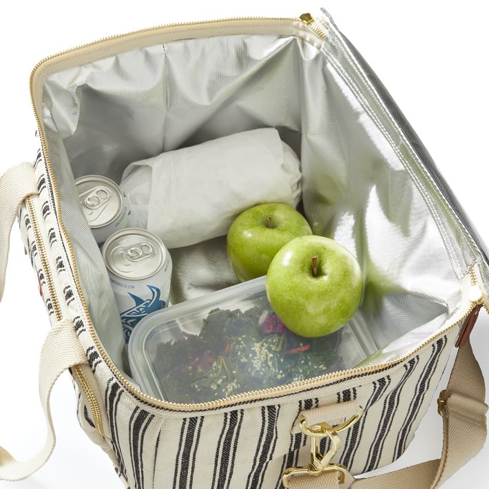 Striped Zip Top Cooler Box Tote | Mark and Graham