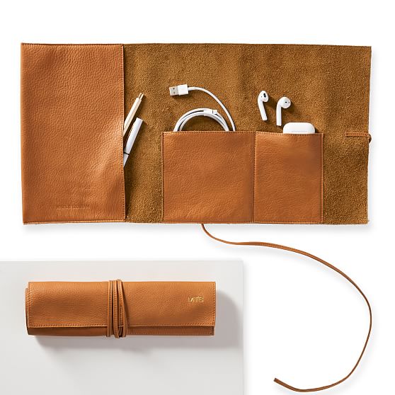 Double Leather Charger Roll Up | Tech Accessories | Mark and Graham