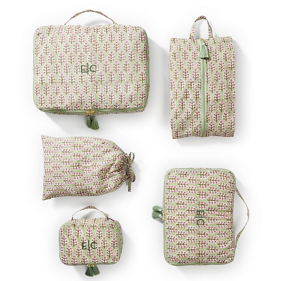 5 Piece Block Print Packing Cube Set | Mark and Graham