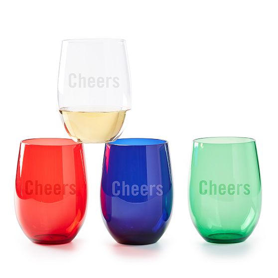 Acrylic Stemless Wine Glasses - Set of 4 | Personalized Wine Glasses ...