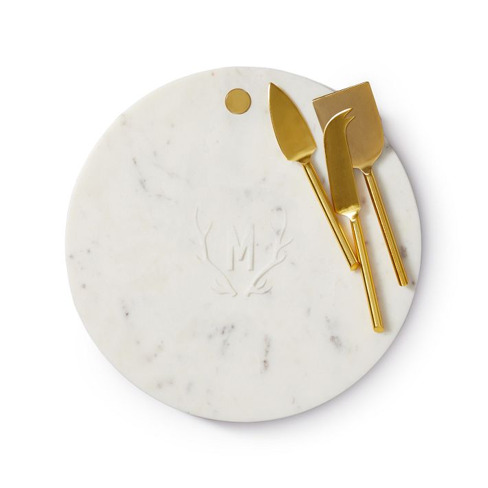 Round Wood and Marble Swivel Cheese Set | Mark and Graham