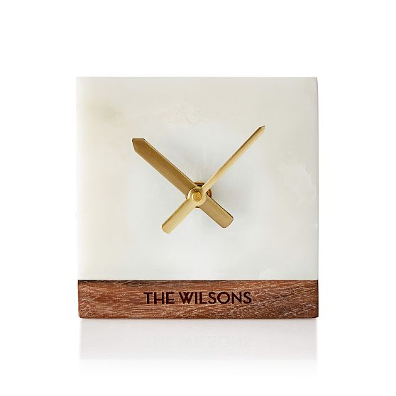 Monogrammed Marble Desk Clock | Personalized Home Decor | Mark and Graham