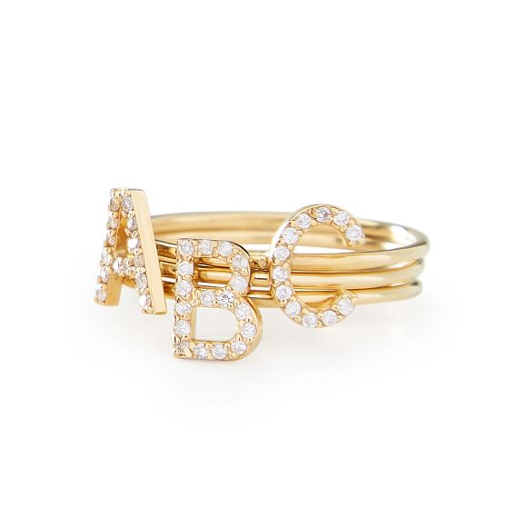 Sarah Chloe Amelia Stacking Initial Rings | Personalized Rings | Mark ...