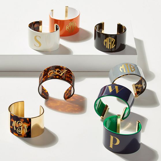 Monogrammed Colorblock Cuff Bracelet | Mark and Graham