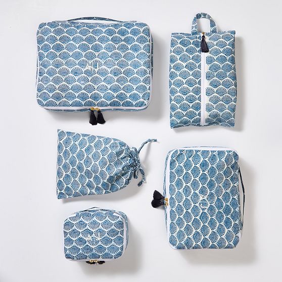 5 Piece Block Print Packing Cube Set | Mark and Graham