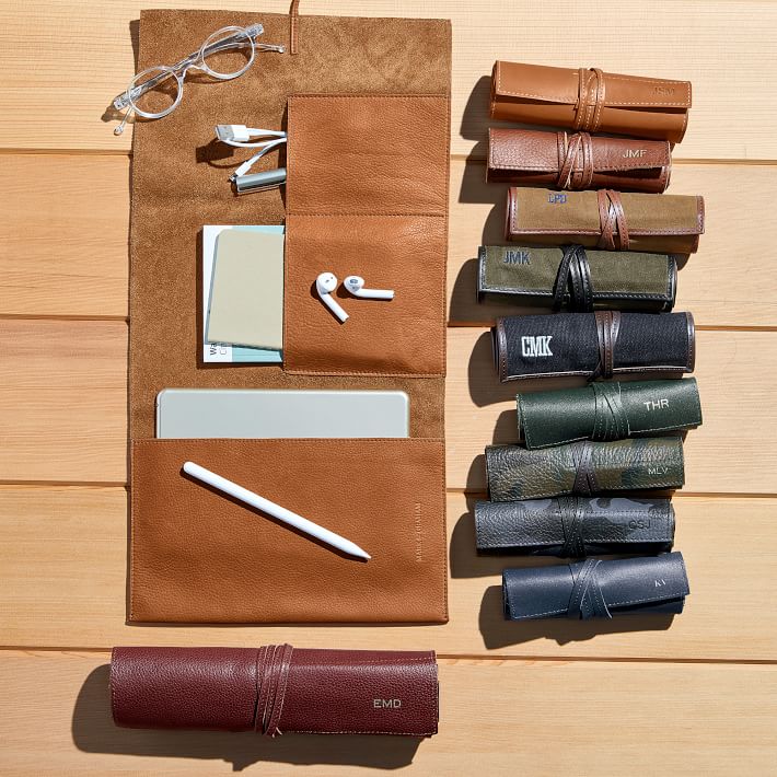 Double Leather Charger Roll Up | Tech Accessories | Mark and Graham