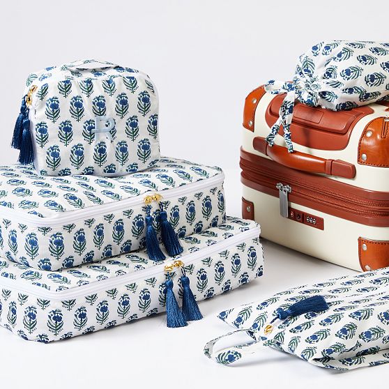 5 Piece Block Print Packing Cube Set | Mark and Graham