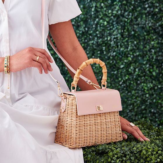 Bamboo Wicker Crossbody Bag | Mark and Graham