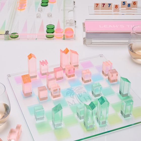 Colorful Acrylic Chess Checkers Game Set | Mark and Graham