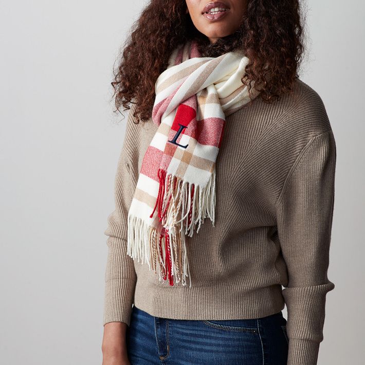 Plaid Border Blanket Scarf | Mark and Graham