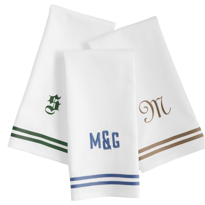 Grosgrain Monogrammed Hand Towels | Mark and Graham