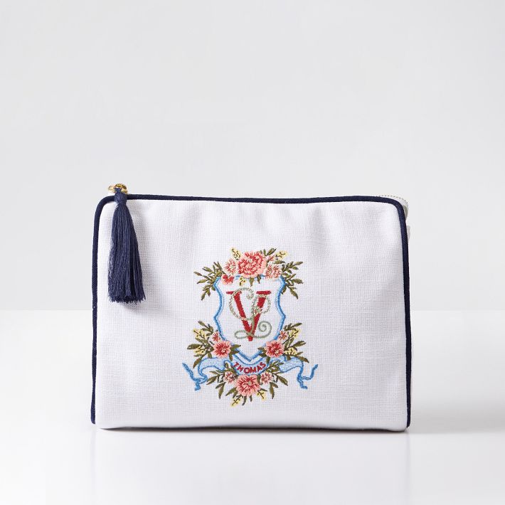 Bespoke Embroidered Crest Cosmetics Pouch | Mark and Graham